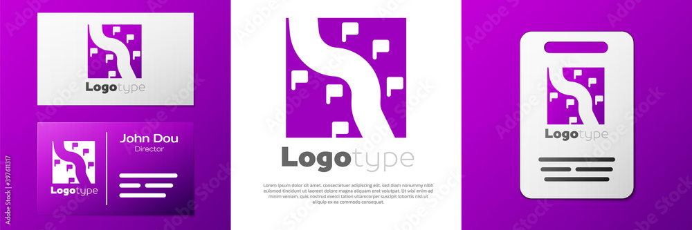 Logotype Route location icon isolated on white background. Train line ...