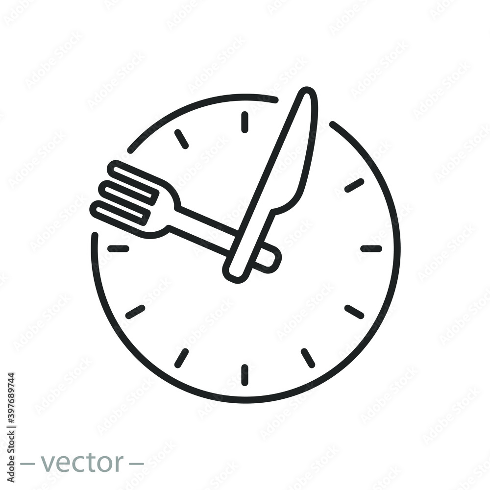 time eat lunch icon, hour healthy food, diet fast concept, break meal ...