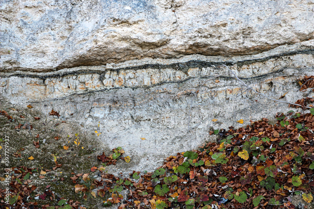 Foto sandy-gypsum cut of the earth in quarry for the extraction of ...