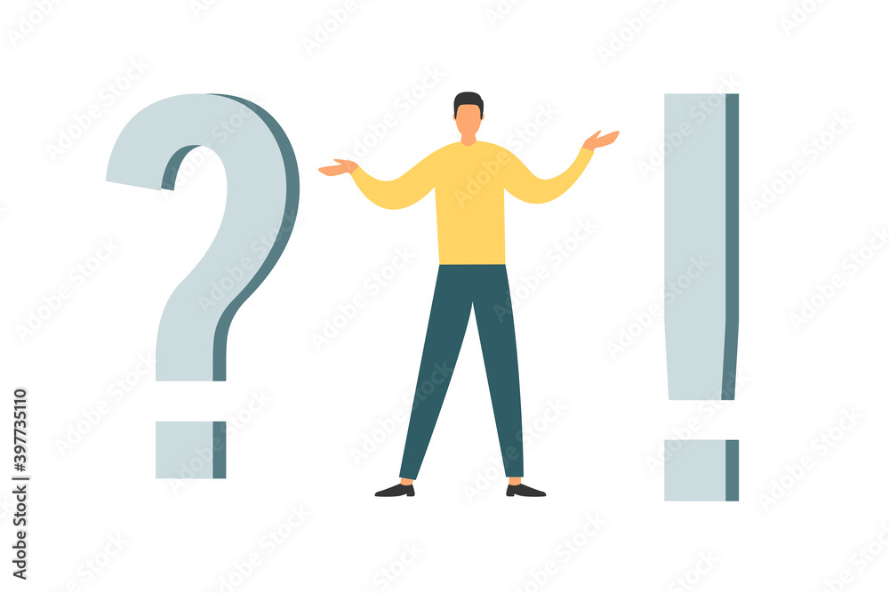 Concept illustration of frequently asked questions of exclamation marks ...