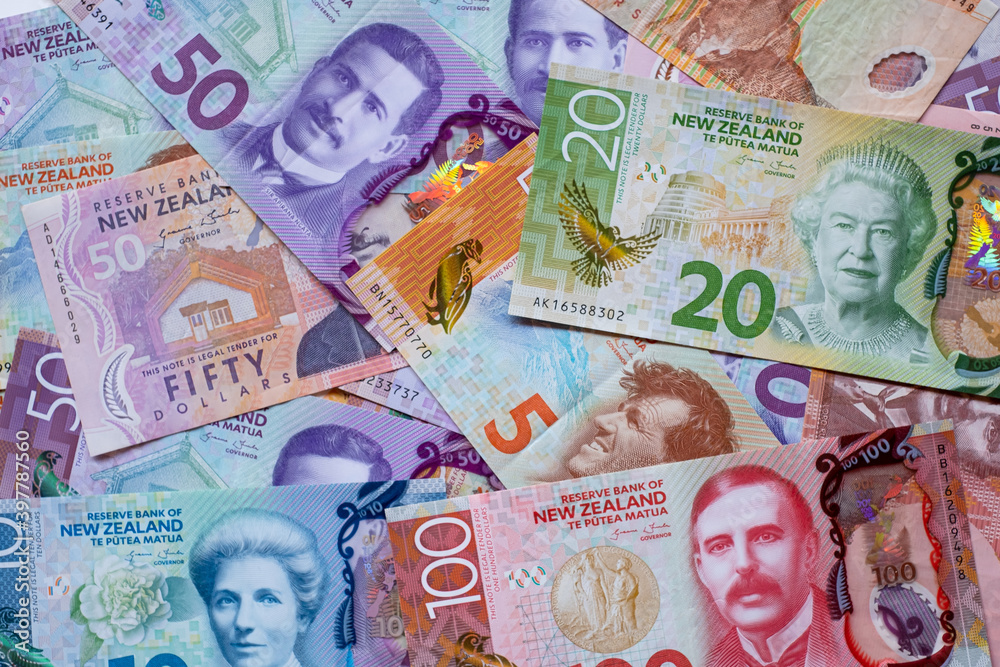 New Zealand banknotes background. Stock Photo | Adobe Stock
