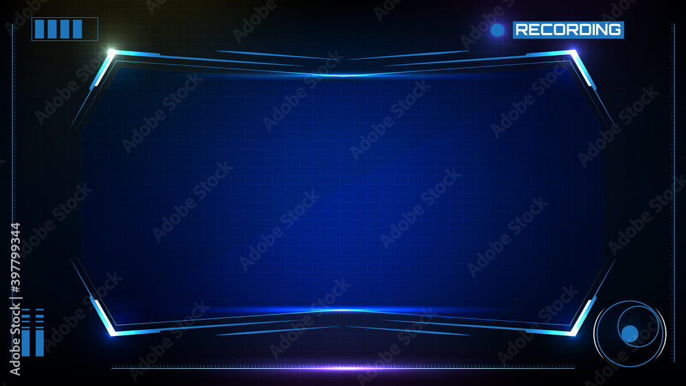 abstract futuristic background of blue glowing technology sci fi frame ...