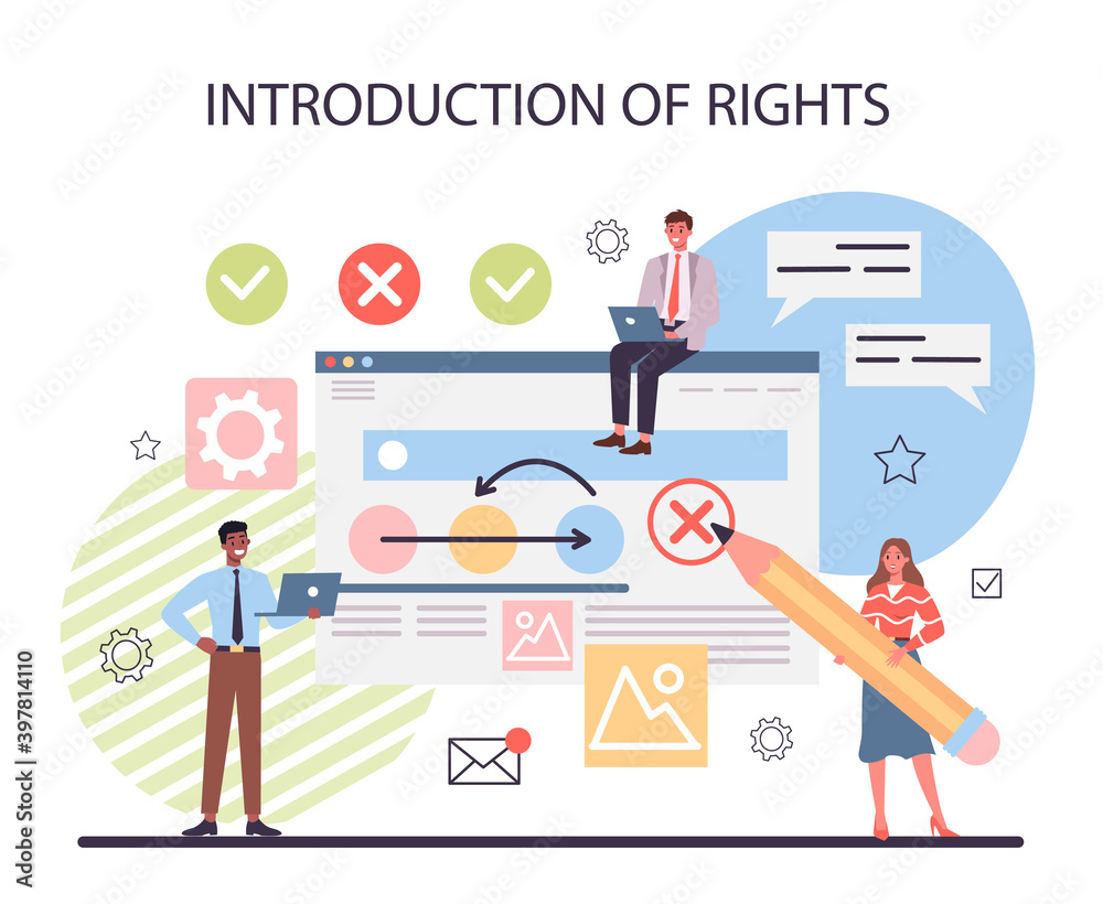 Project management concept. Introduction of rights. Consumer protection ...