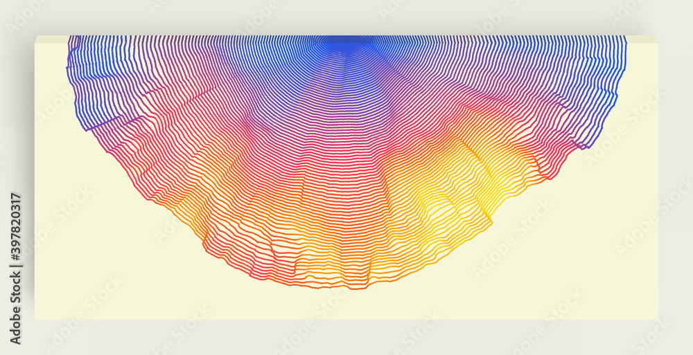 Abstract background with dynamic particles. Circular grid pattern. 3d vector illustration for ...