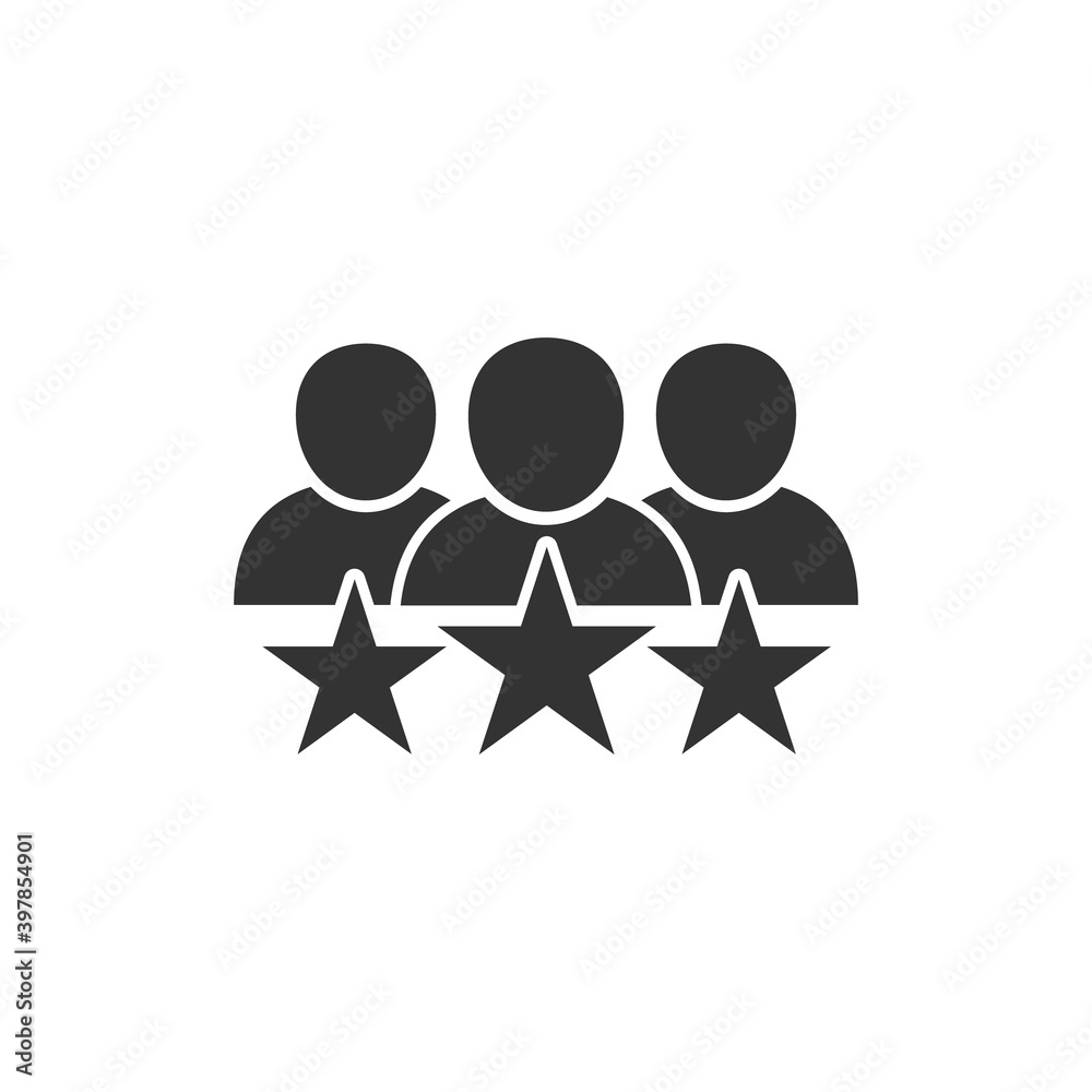 People with stars icon. Qualified business team. Rating silhouette ...
