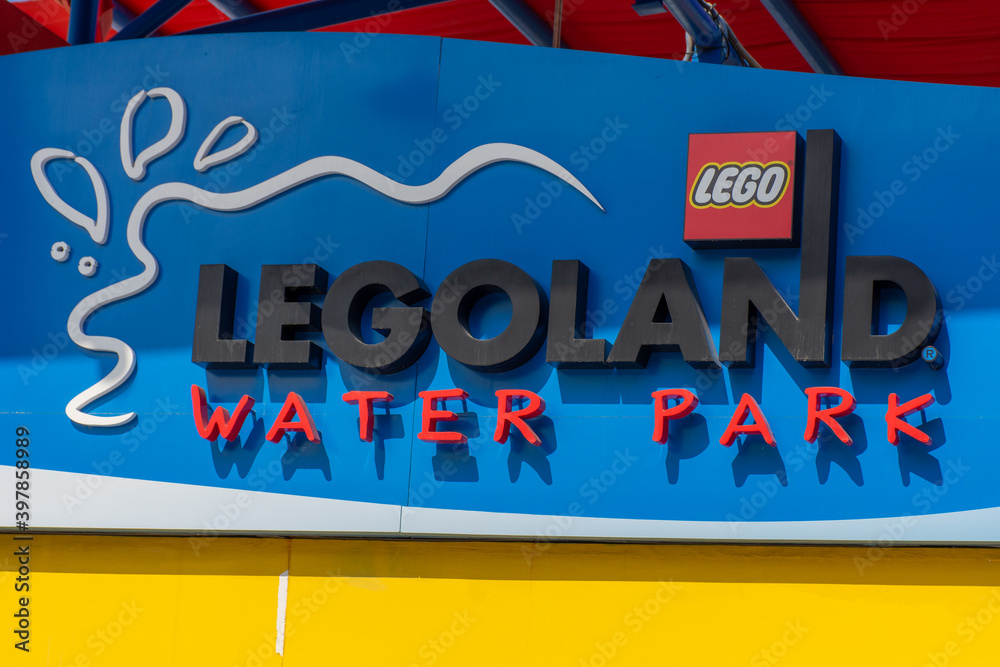 Legoland Dubai Water Park Theme Park Resort for children entrance sign ...