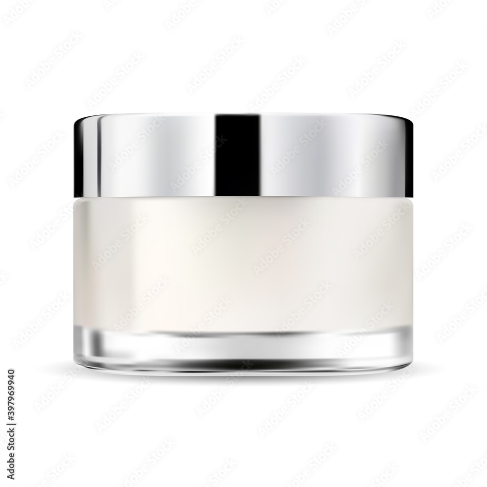 Cosmetic cream glass jar. Face cream bottle mockup. Beauty makeup ...