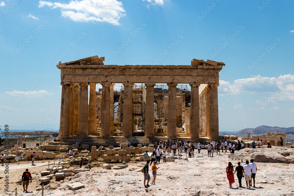 Columns of the Athenian pantheon. Marble columns of an ancient temple ...