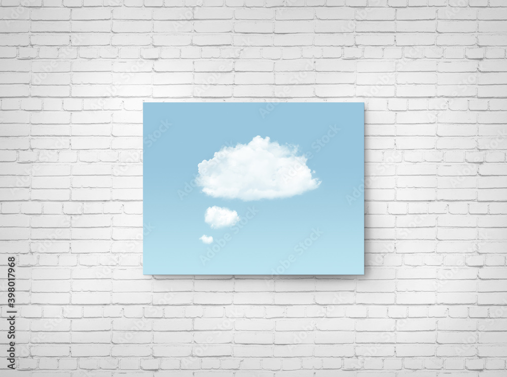 Idea creativity and thinking in blue minimal clouds background. Simple ...