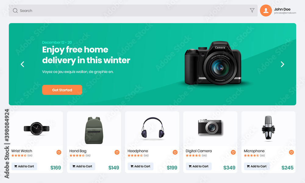 Vector de Stock Ecommerce Online Store UI Design Website Design ...