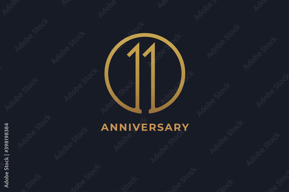 Number 11 logo, gold line circle with number inside, usable for ...