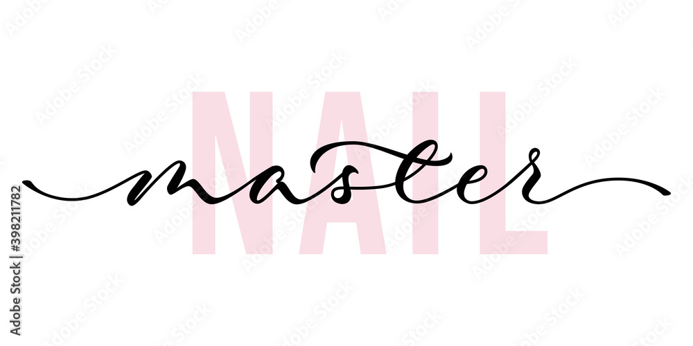 Nail master - hand lettering with font design. Vector calligraphic ...