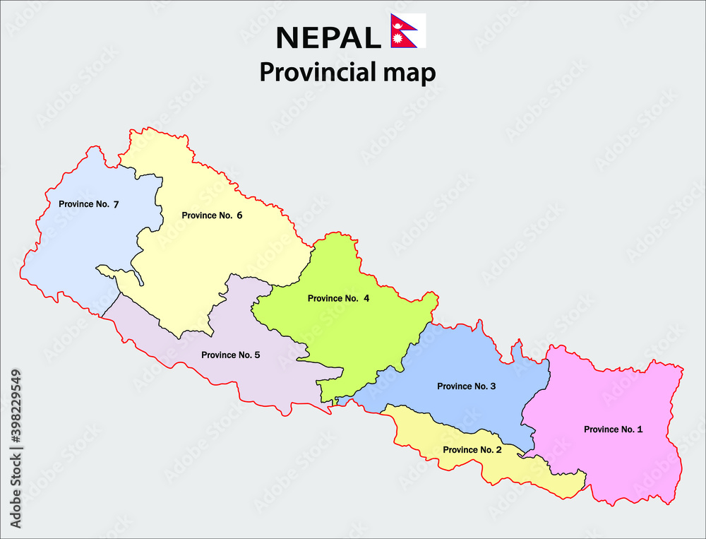 Nepal map. Political and administrative map of Nepal with districts ...