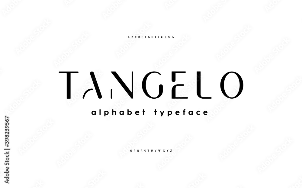 Stencil san serif, alphabet, uppercase letters, typography. Simple ...