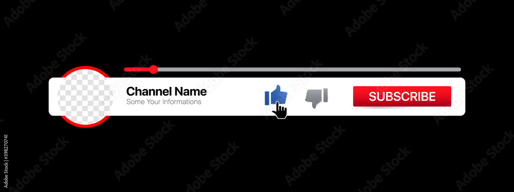 Video Streaming platform Lower Third. Youtube Subscribe Button. Vector ...