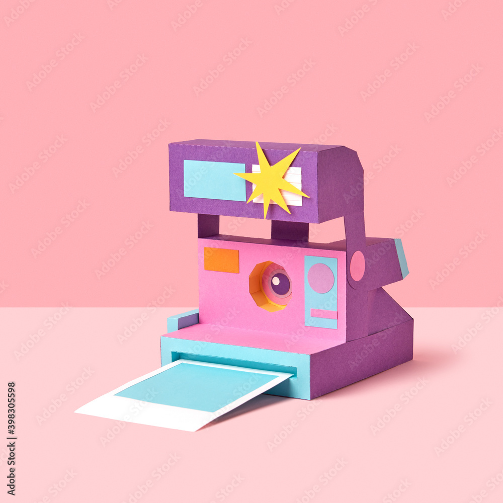Retro papercraft photo camera. Stock Photo | Adobe Stock