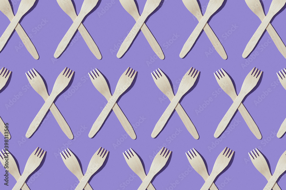 Disposable wooden forks pattern. Stock Photo | Adobe Stock