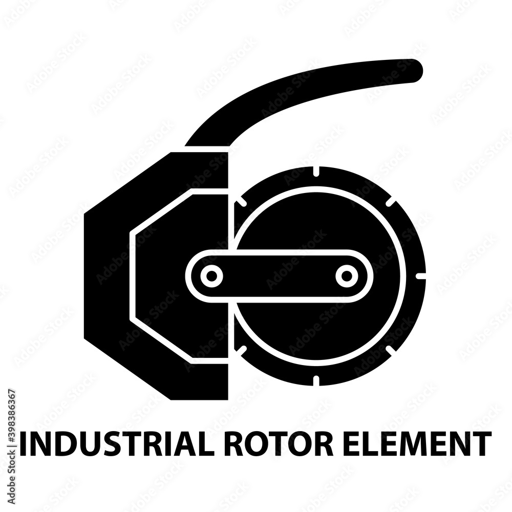 industrial rotor element icon, black vector sign with editable strokes ...