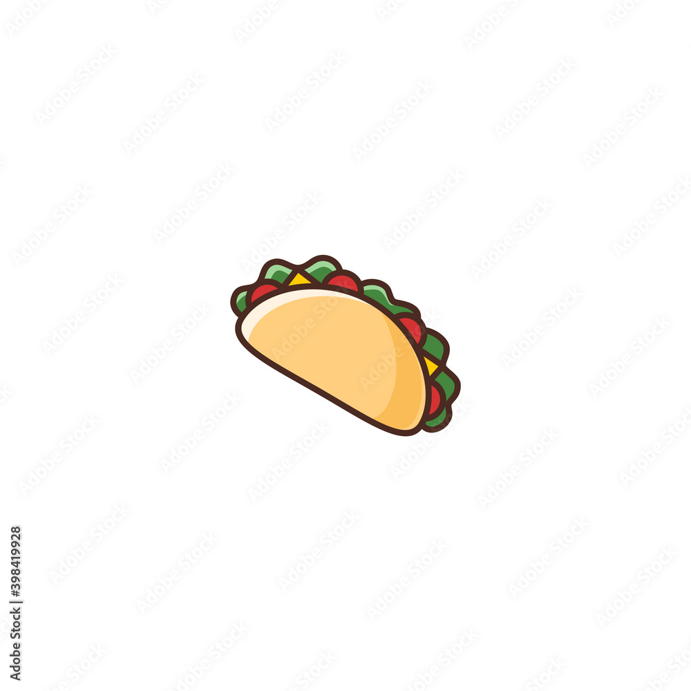 Illustration of Taco-Filled Color Icon - Fast Food Icon Set Vector ...
