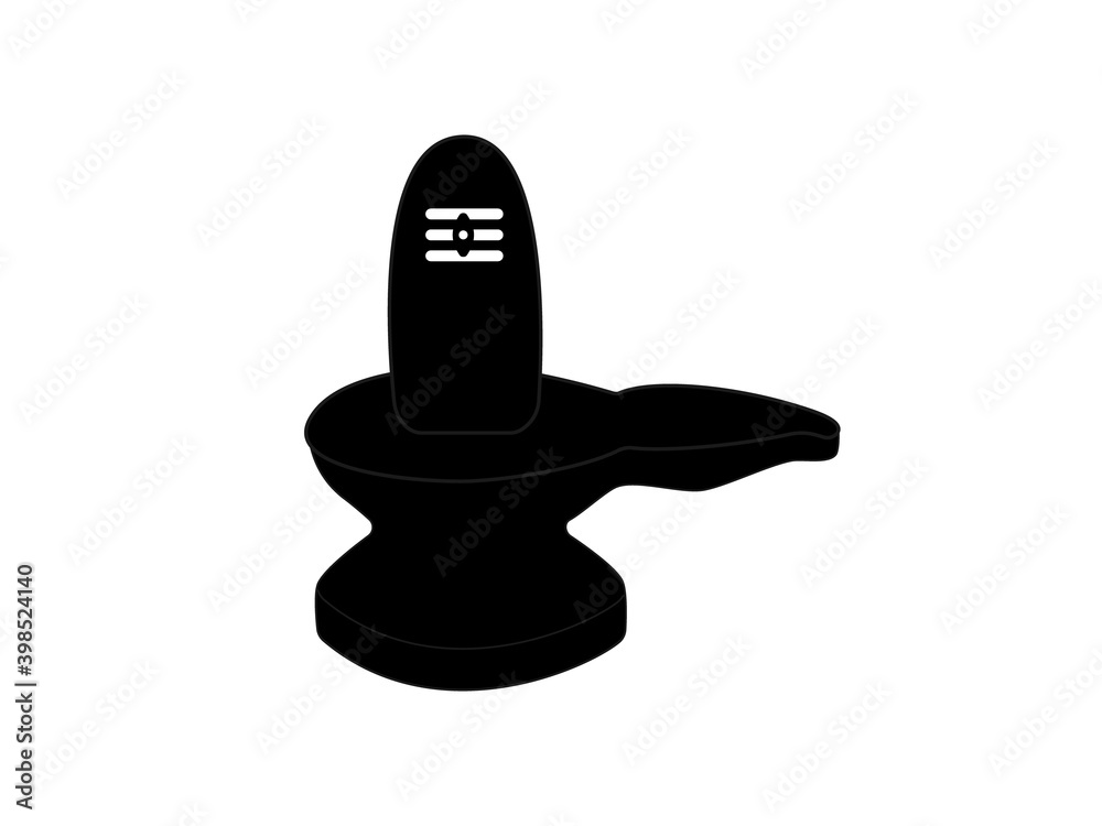 Shiva lingam icon. Black mahadeva religious symbol with white tilaka ...