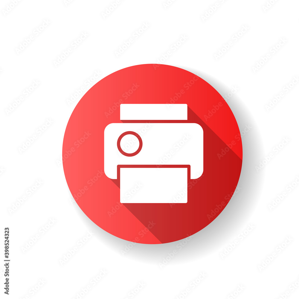 Print Red Flat Design Long Shadow Glyph Icon Printing Process Making Copies Of Documents