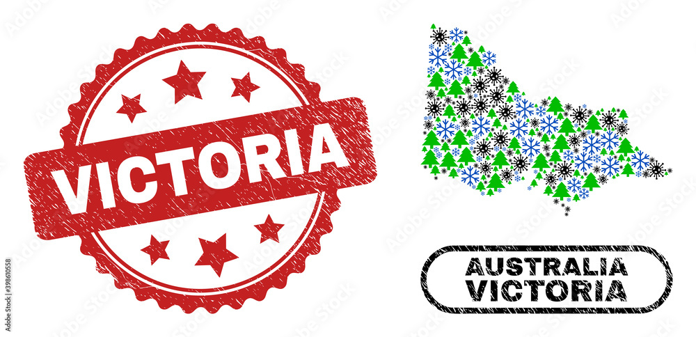 Vector Covid New Year composition Australian Victoria map and Victoria ...