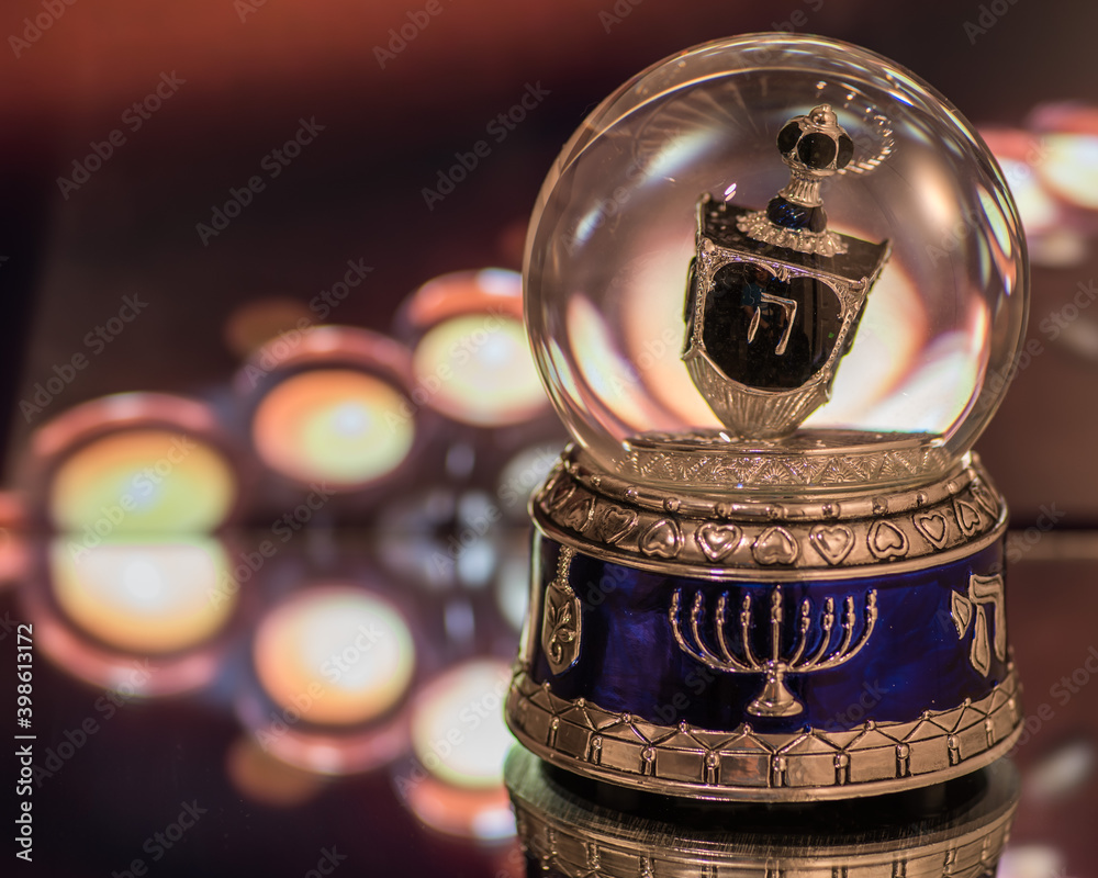 Chanukah, menorah, dreidel, crystal, ball, glass, candles, Jewish ...