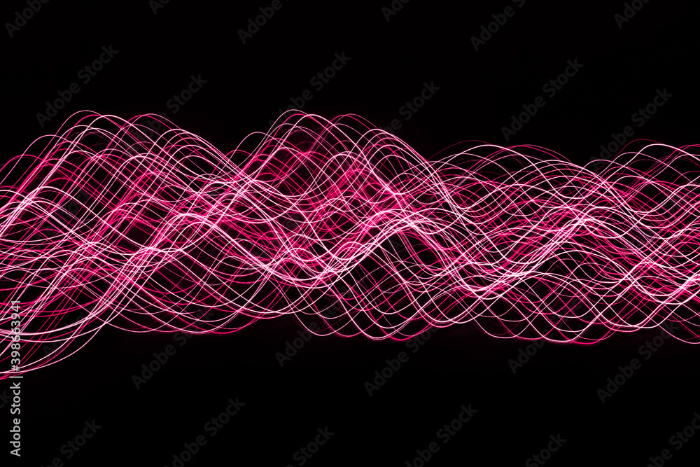 Sinusoidal wave chaos texture. Neon lights background. Motion lines ...