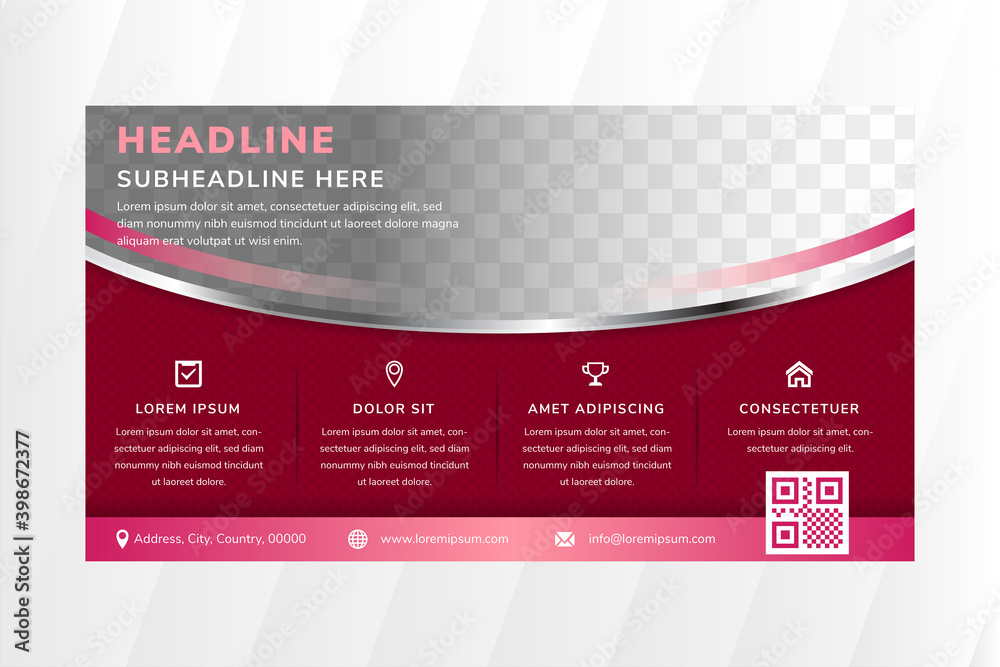 Abstract flyer template design use red color background. horizontal ...