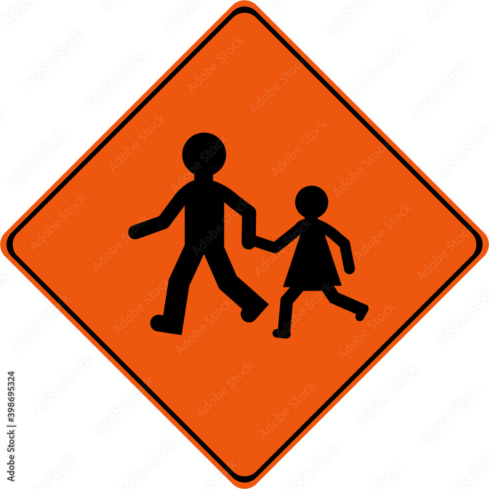 Warning sign with kids play Stock Illustration | Adobe Stock
