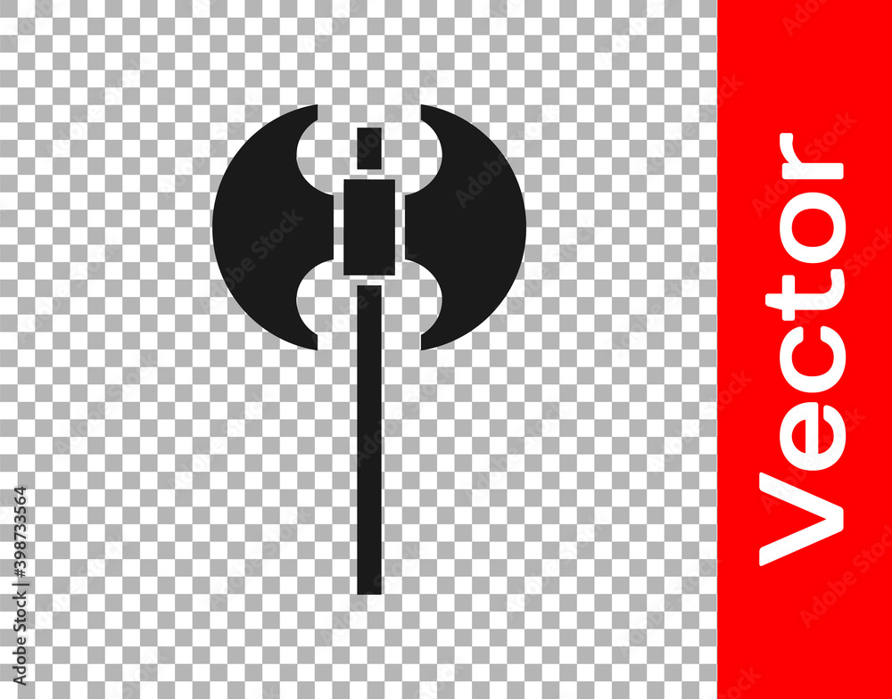 Black Medieval axe icon isolated on transparent background. Battle axe ...