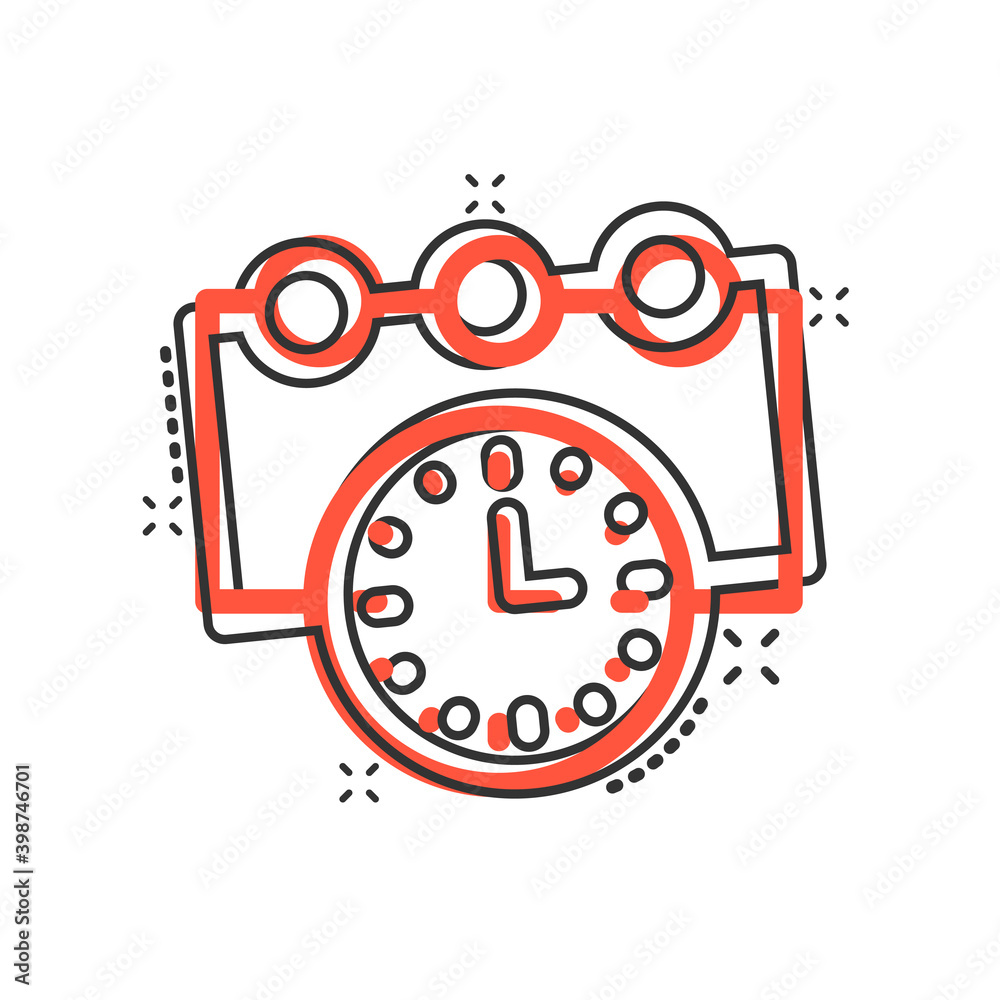 Timeline icon in comic style. Progress cartoon vector illustration on ...