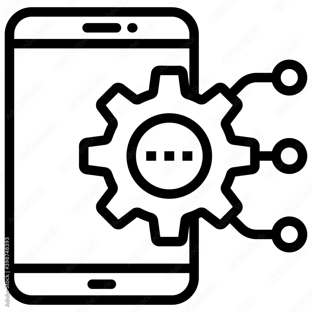 Mobile setting vector in line design Stock Vector | Adobe Stock