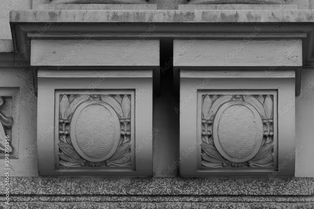 Elements of architectural decorations of buildings, a beam under the ...