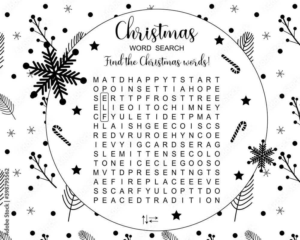 Printable Christmas word search puzzle for children. Worksheet for ...
