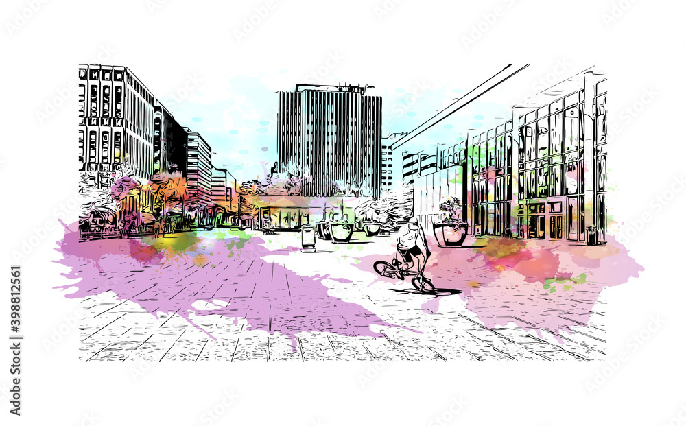 Building view with landmark of Edmonton is the capital city of the ...