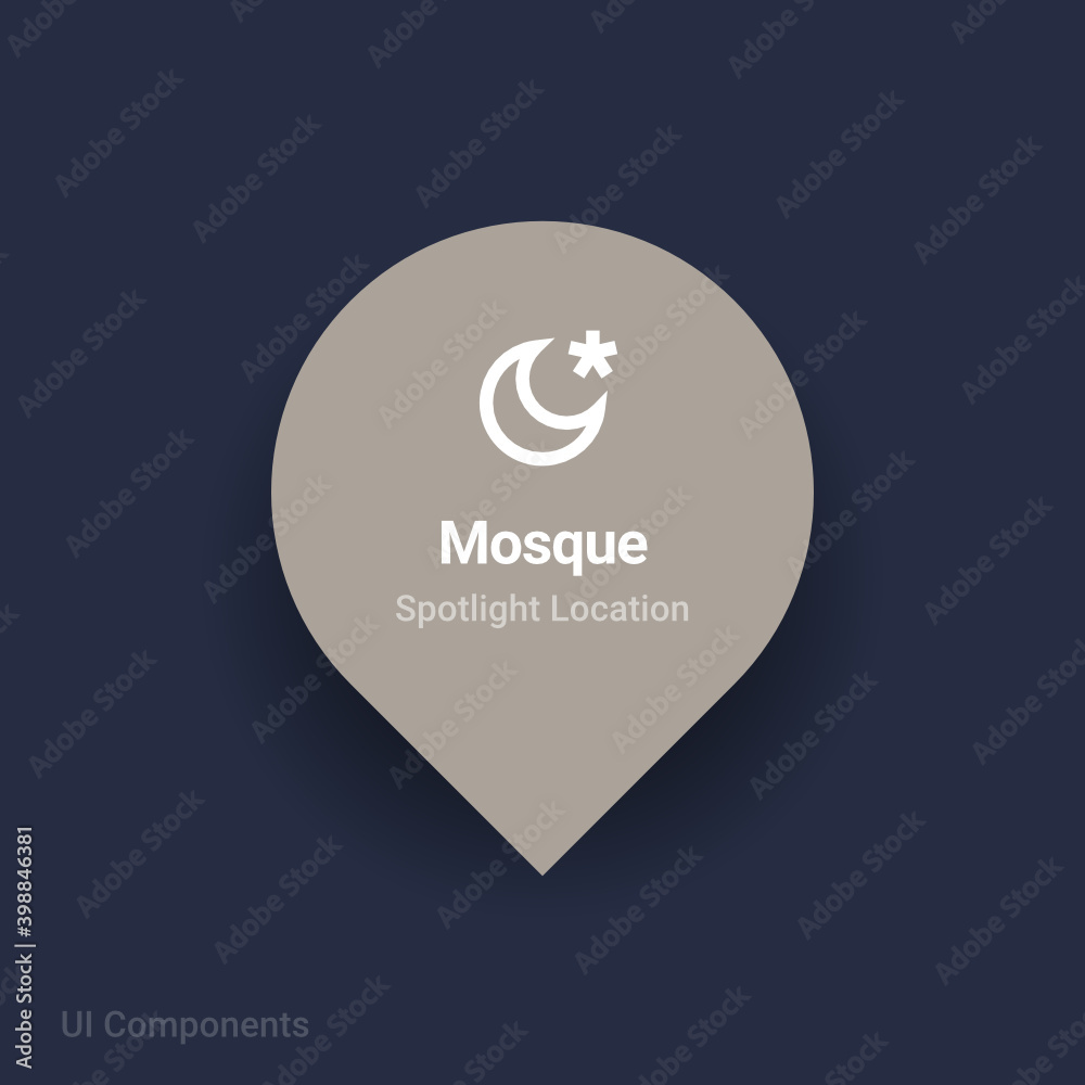 worship, mosque, temples map spotlight location vector Icon. Stock ...