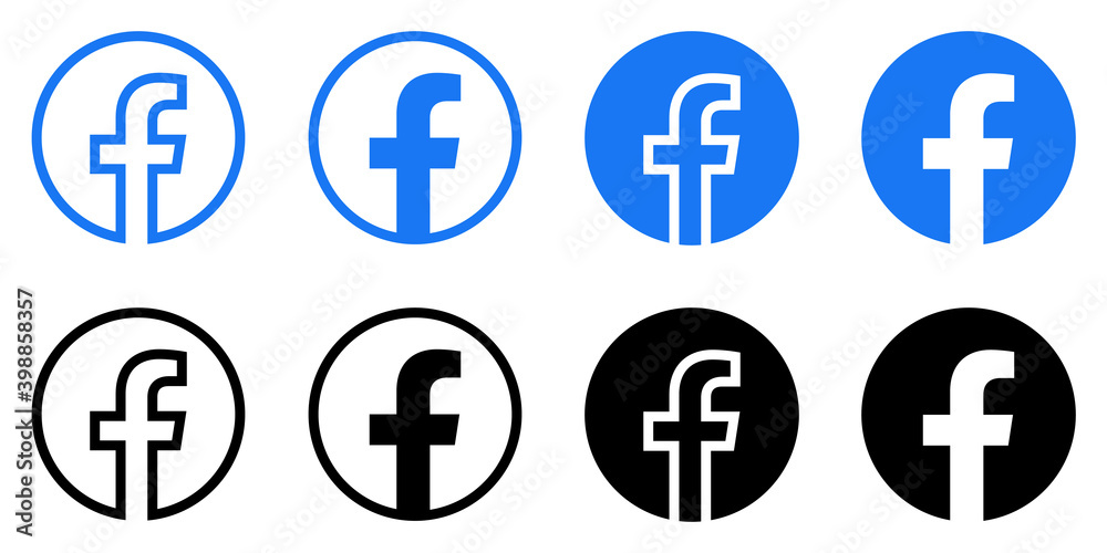Facebook Logo - Vector Set Collection - Black Silhouette Shape ...