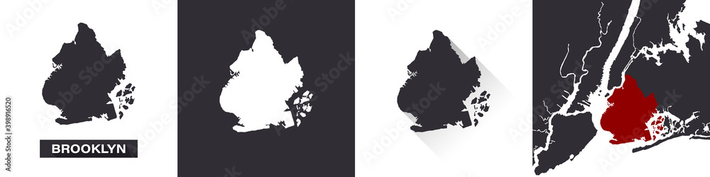 Map of Brooklyn. Boroughs of New York City. United States of America ...
