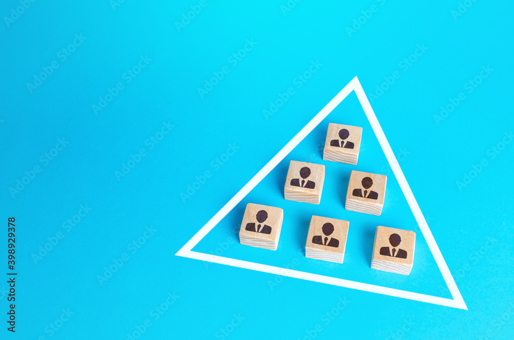 Foto de Stock Blocks of people are joined together in a triangle ...