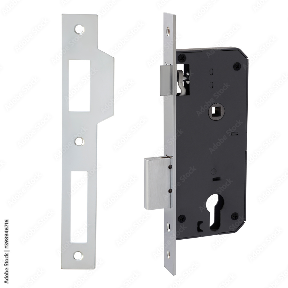 Classic steel-colored double-turn lock in a black case with a ...