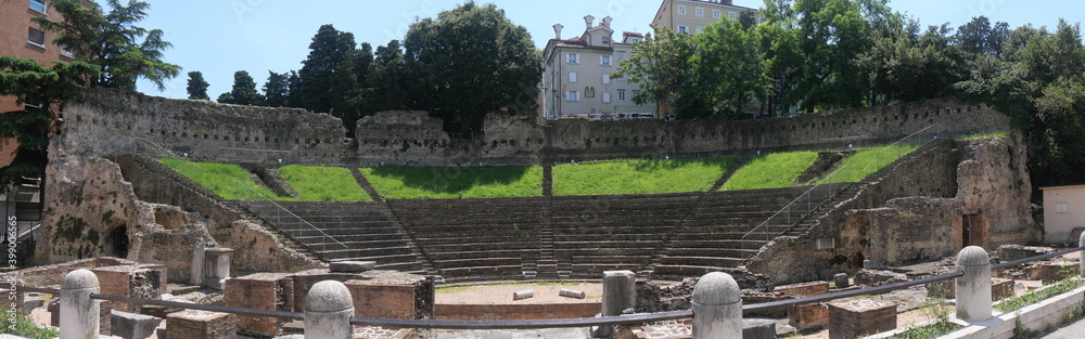 Roman theatre in Trieste, with stone steps arranged in an Amphitheater ...