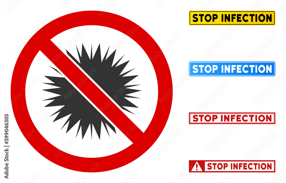 No Infection Spore sign with titles in rectangular frames. Illustration ...