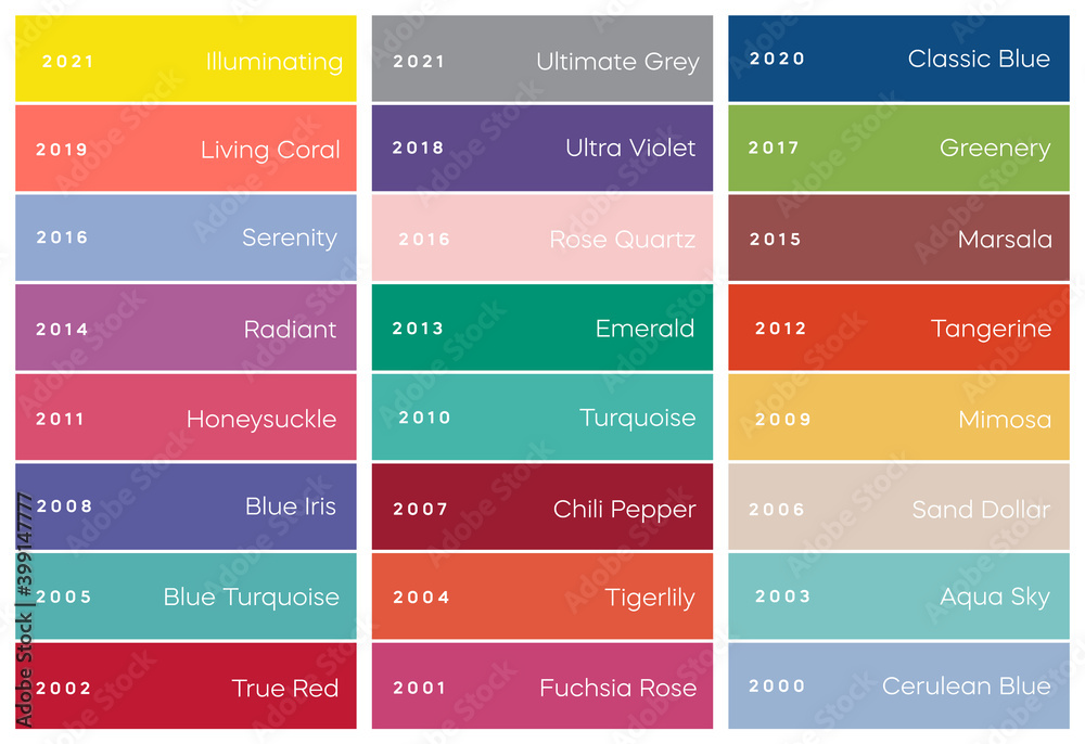 Trending colors of years. Popular color shades. Creative colour ...