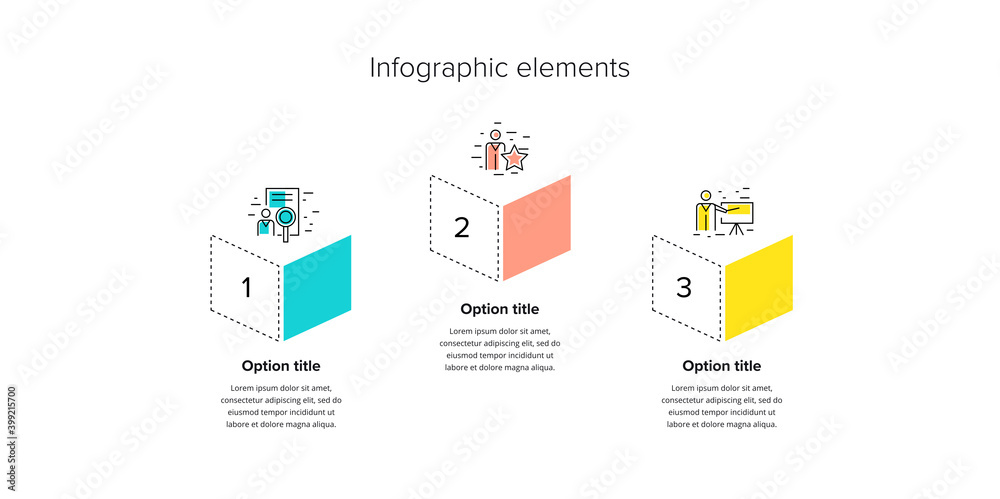 Business process chart infographics with 4 step squares. Circular ...