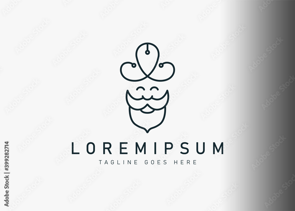Tech guru logo design. Vector illustration of guru with turban. Modern ...