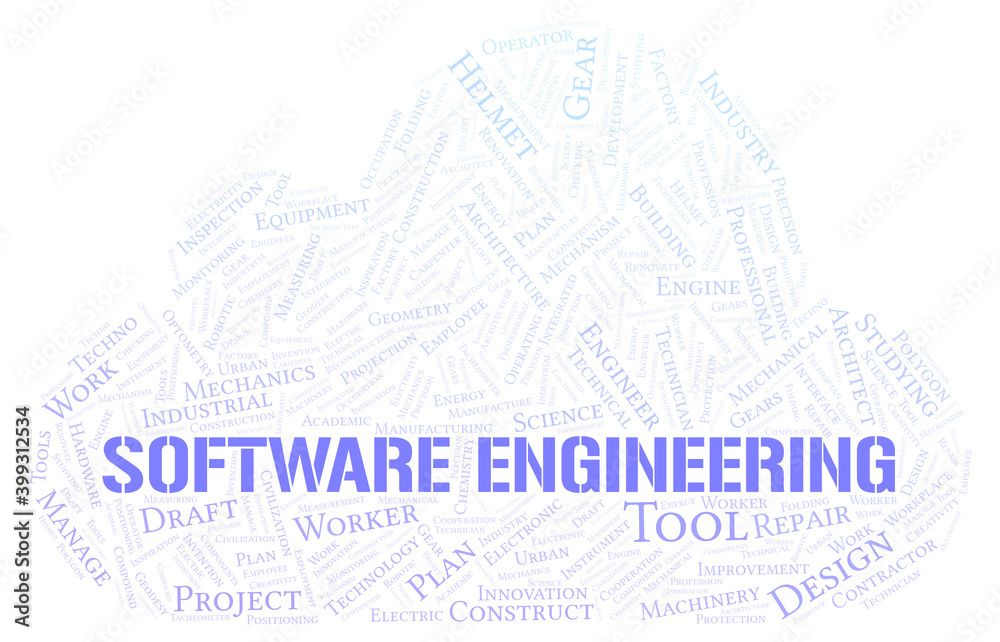 Software Engineering typography word cloud create with the text only ...