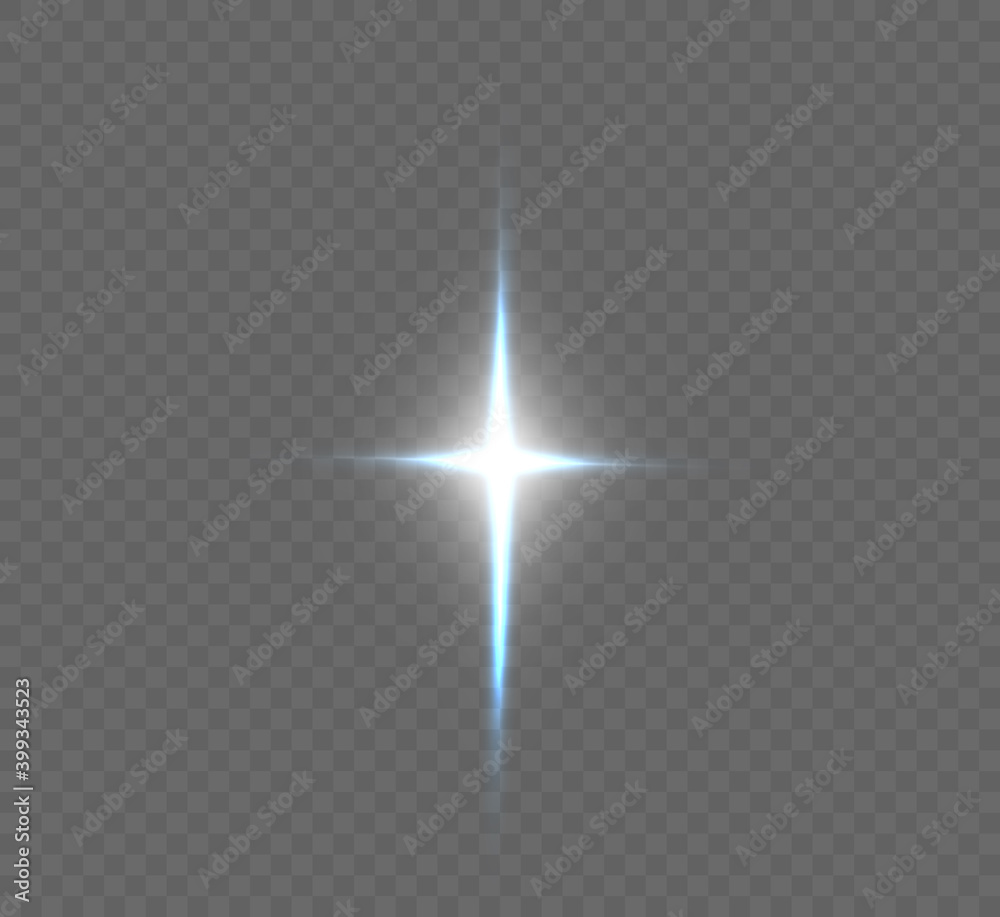 White glowing light explodes on a transparent background. Bright Star ...