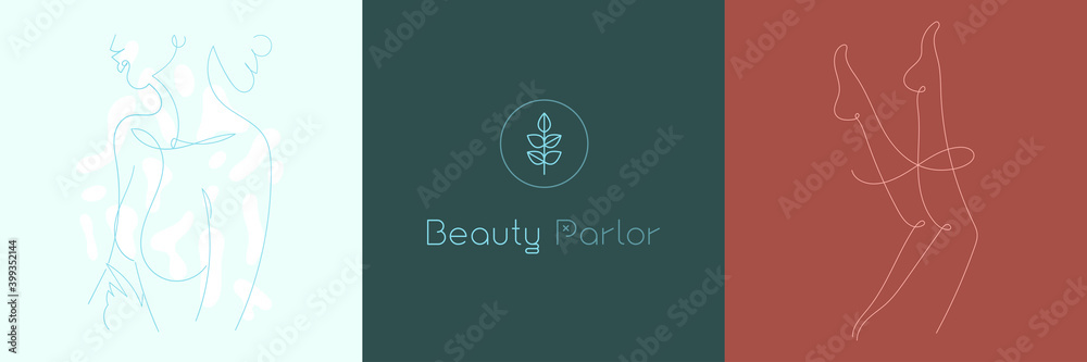 Natural Beauty parlor in trendy soft hue. Vector logo design template ...