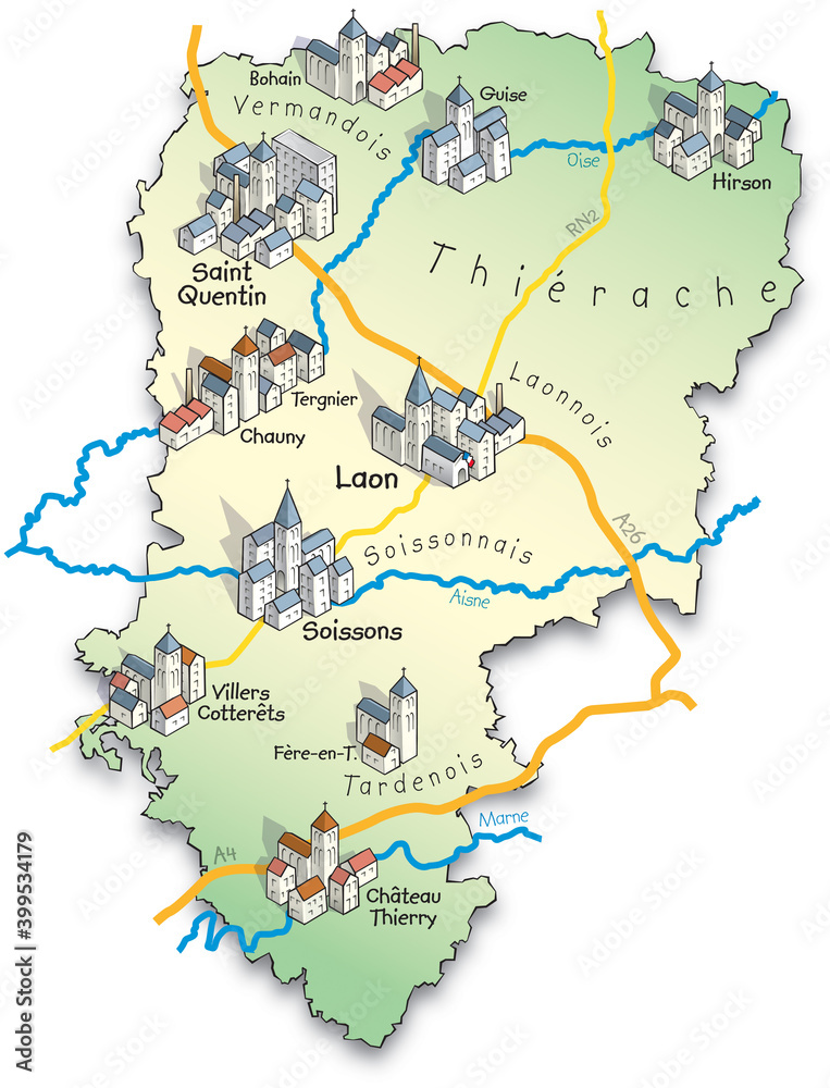 02 Carte du département de l'Aisne Stock Vector | Adobe Stock